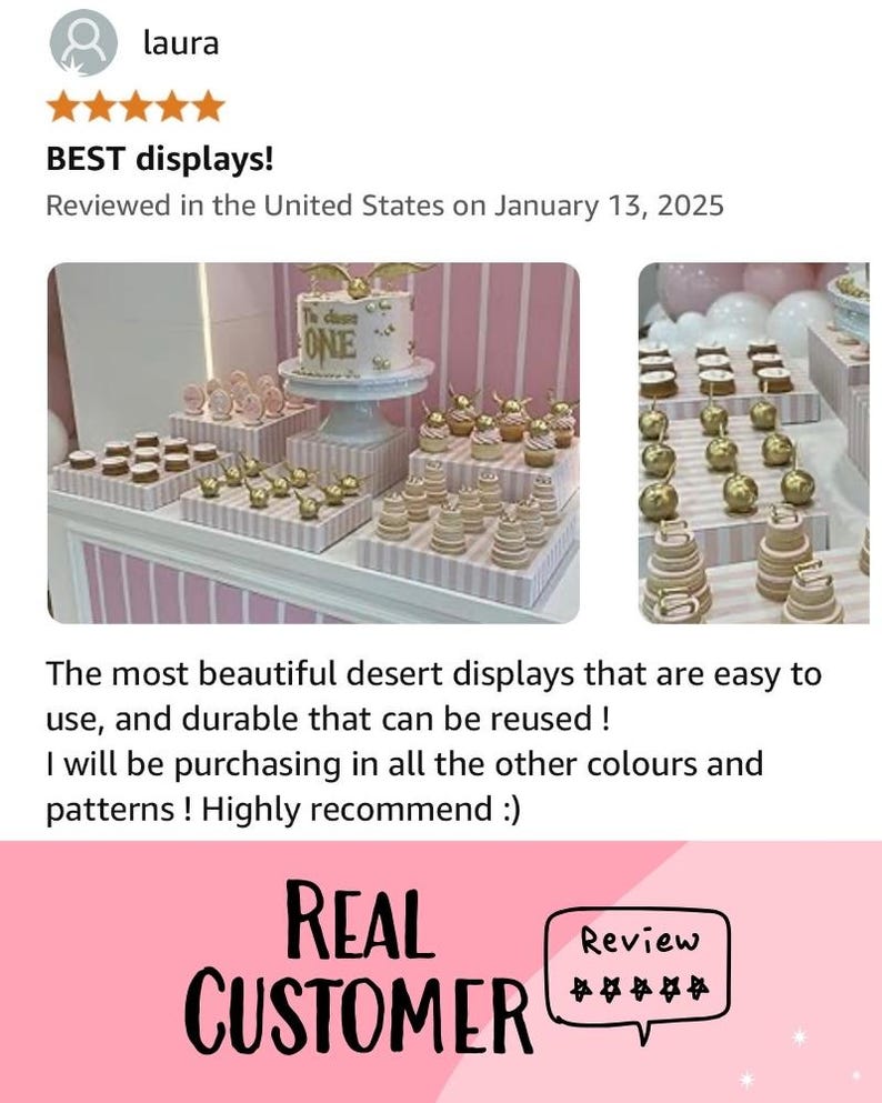 Pink Dessert Table Display Bundle – Cake Stand, Risers & Party Decor ...