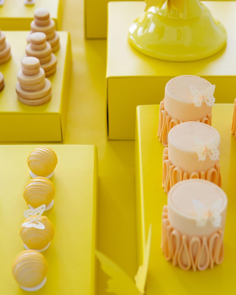 Yellow Dessert Table Display Bundle – Cake Stand, Risers & Party Decor ...