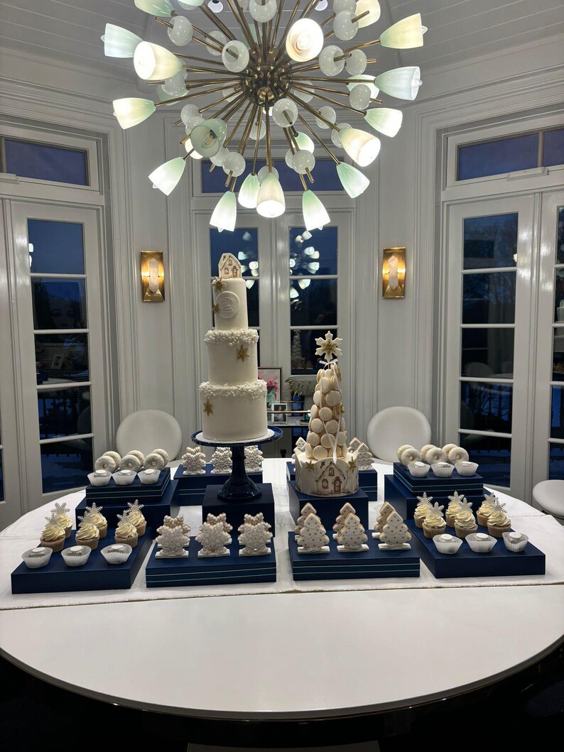 Blue Dessert Table Display Bundle – Cake Stand, Risers & Party Decor ...