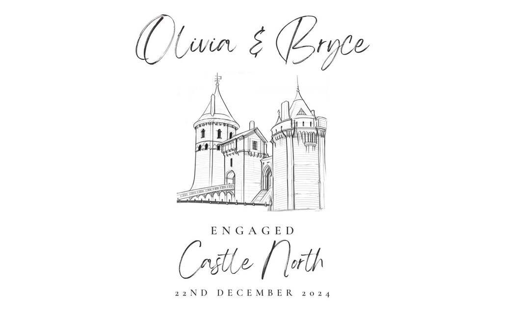 Custom Engagement Location Venue Line Drawing Pencil Sketch - Etsy