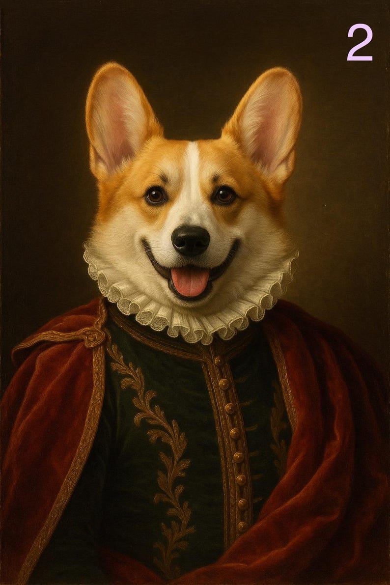 Unlimited Edits Fully Customisable Regal Royal Pet Portrait Drawing ...