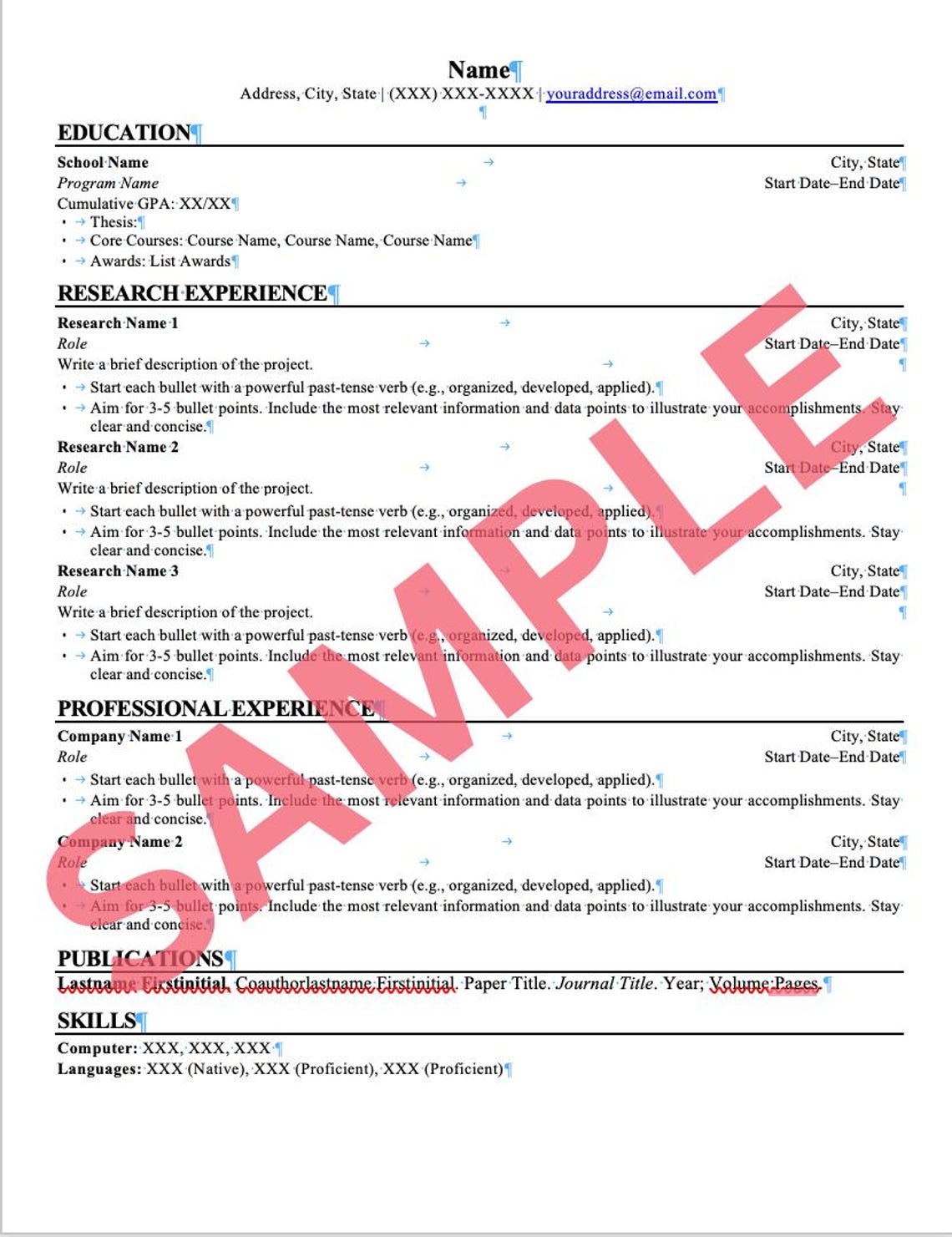 Graduate Student Resume Template – MS Word CV Template Suitable for ...