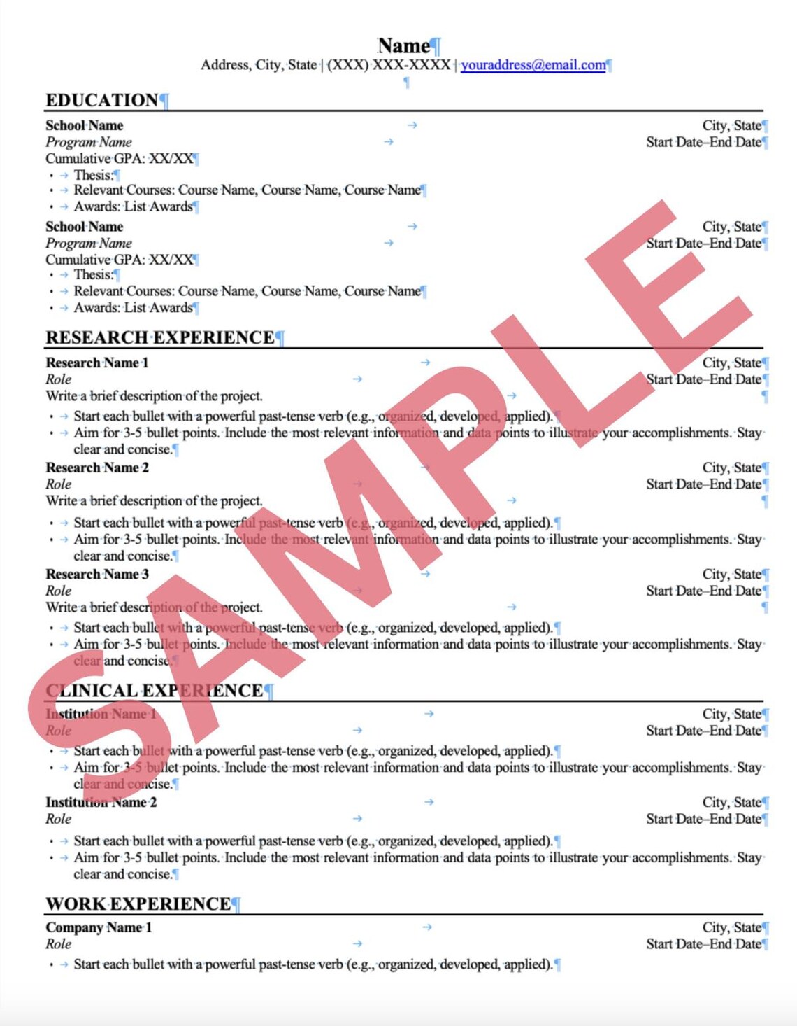 Medical Student Resume Template – MS Word CV Template for Medical ...