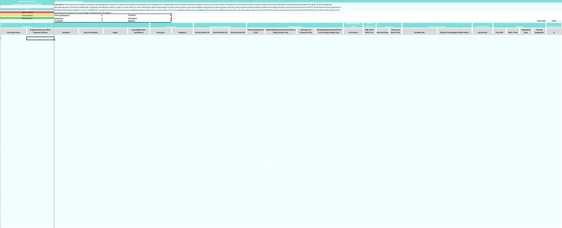 Graduate School Application Tracker Spreadsheet for Excel, Google ...