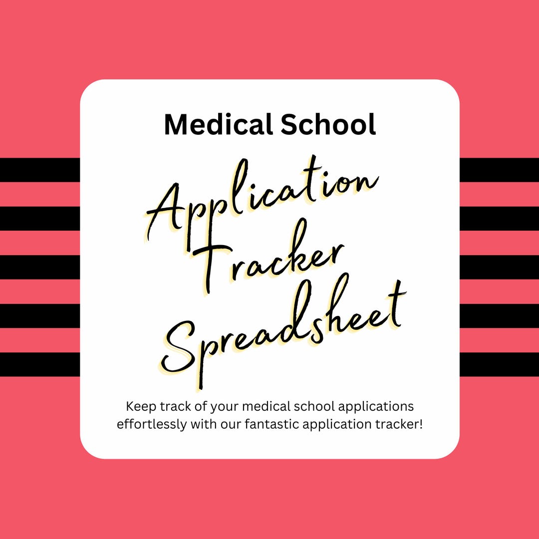 Medical School Application Tracker Spreadsheet for Excel, Google Docs ...