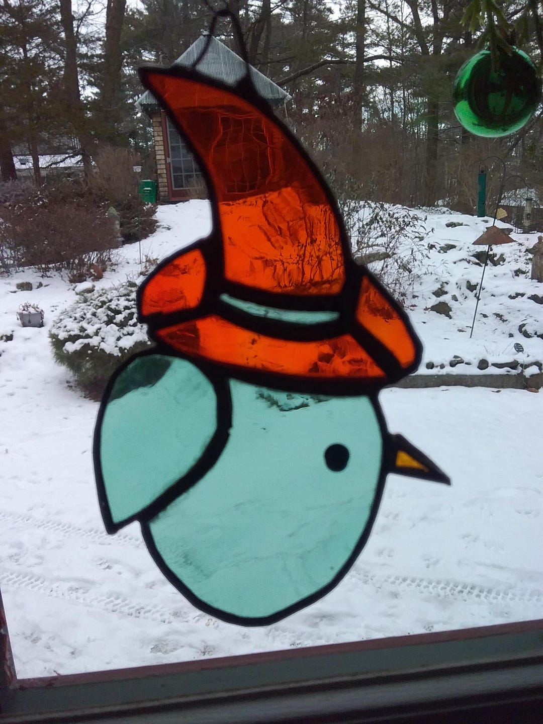 Stained Glass Chick Baby Chicken Suncatcher, Light Green Glass With ...