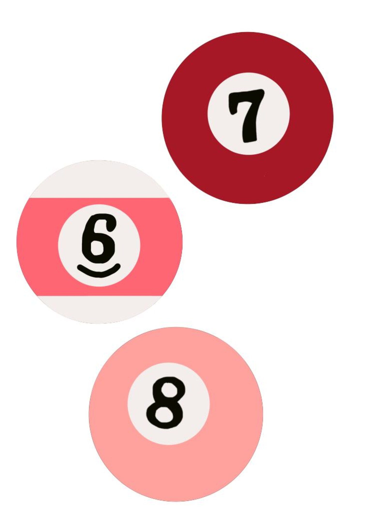 Retro Pink Pool Ball Billiard Clipart - Hand Drawn JPEG & PNG Digital ...