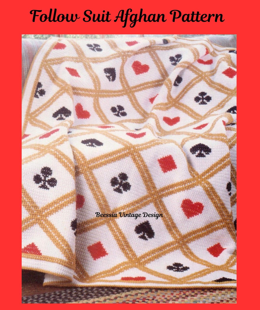 Vintage Crochet Afghan Pattern: Graph/counted Cross Stitch Style (PDF ...