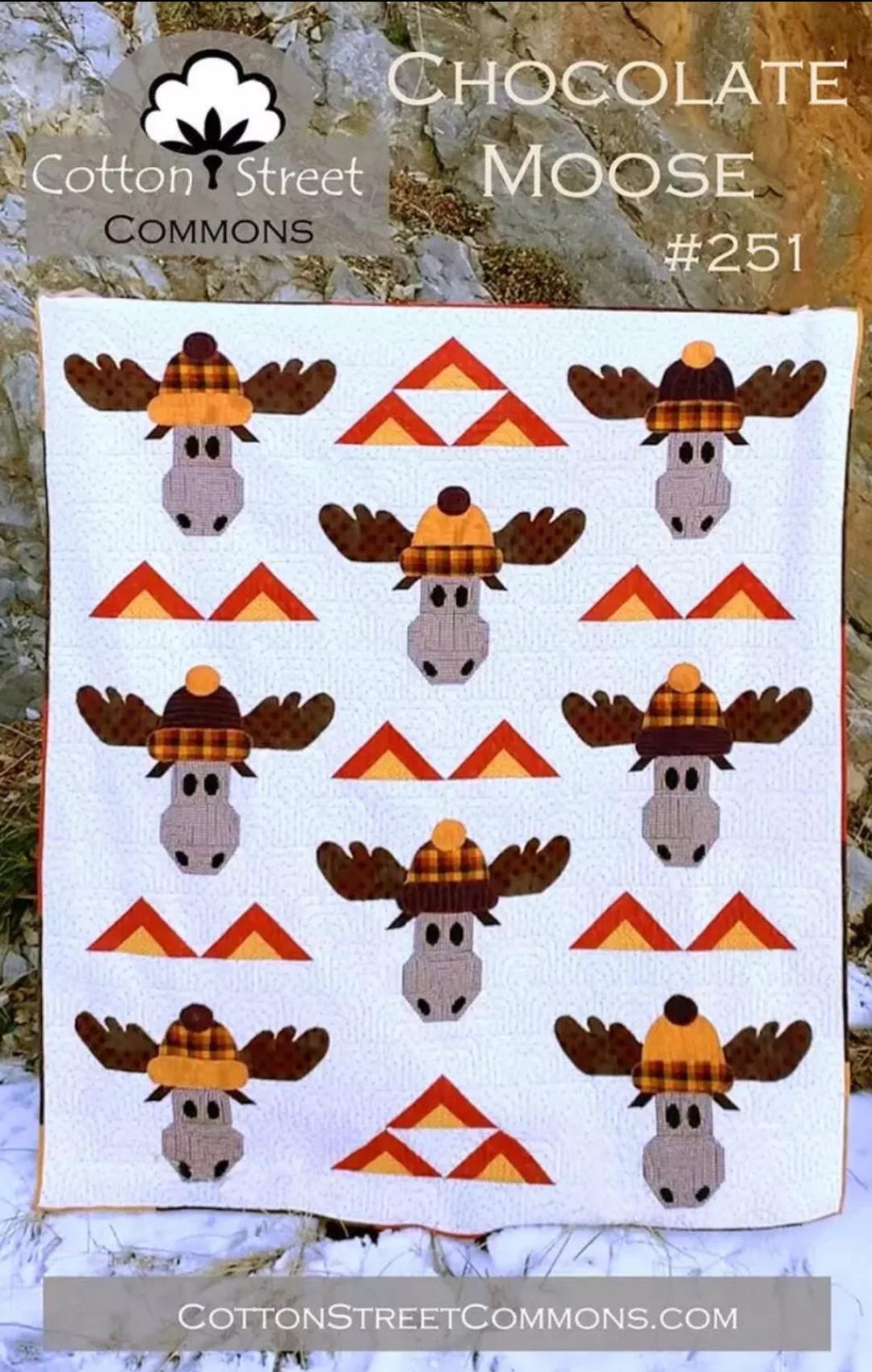 Chocolate Moose Quilt Pattern - Cotton Street Commons - Appliqué Blanket - Etsy