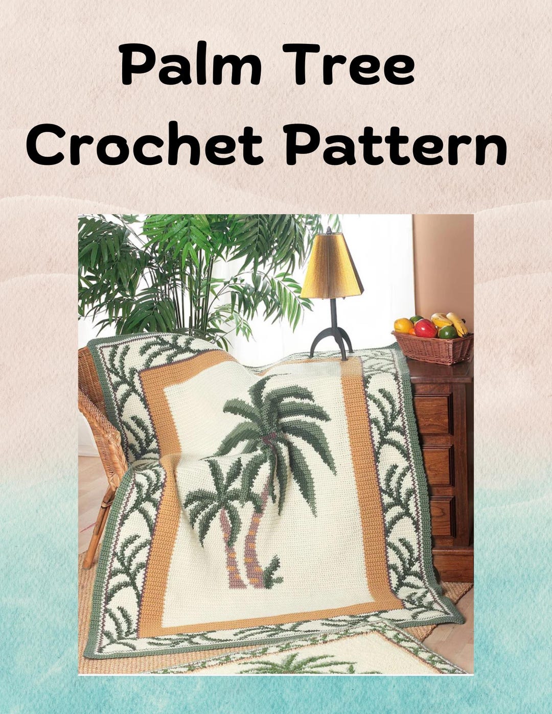 Vintage Palm Tree Afghan, Crochet Graph Pattern: (PDF Pattern) - Etsy