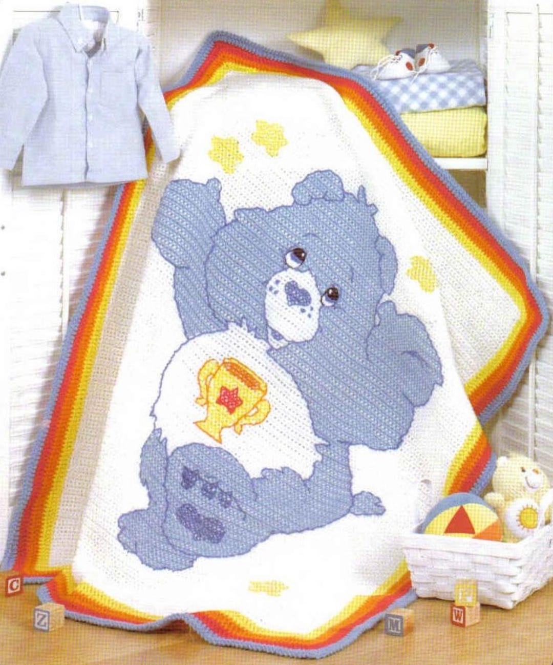 Crochet Pattern, Crochet Afghan, Care Bears Blanket, Care Bear Baby ...