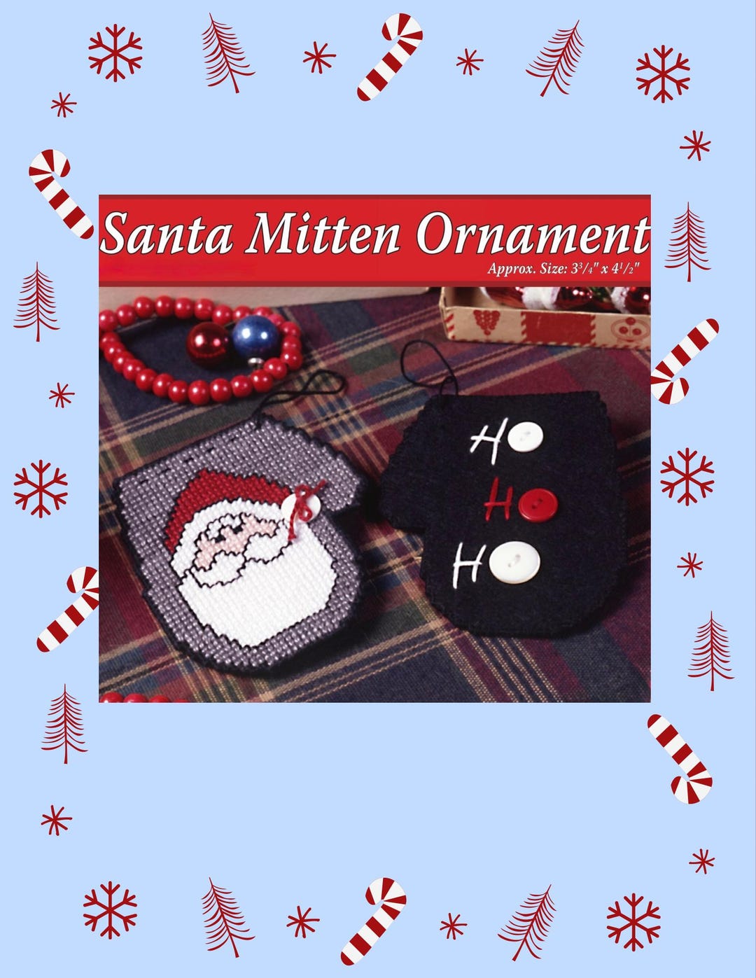 Santa Mitten Ornament Plastic Canvas Pattern (PDF Pattern) - Etsy