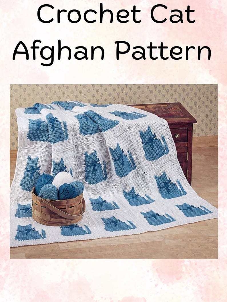 Crochet Cat Afghan, Vintage Crochet Pattern: Easy PDF Blanket - Etsy
