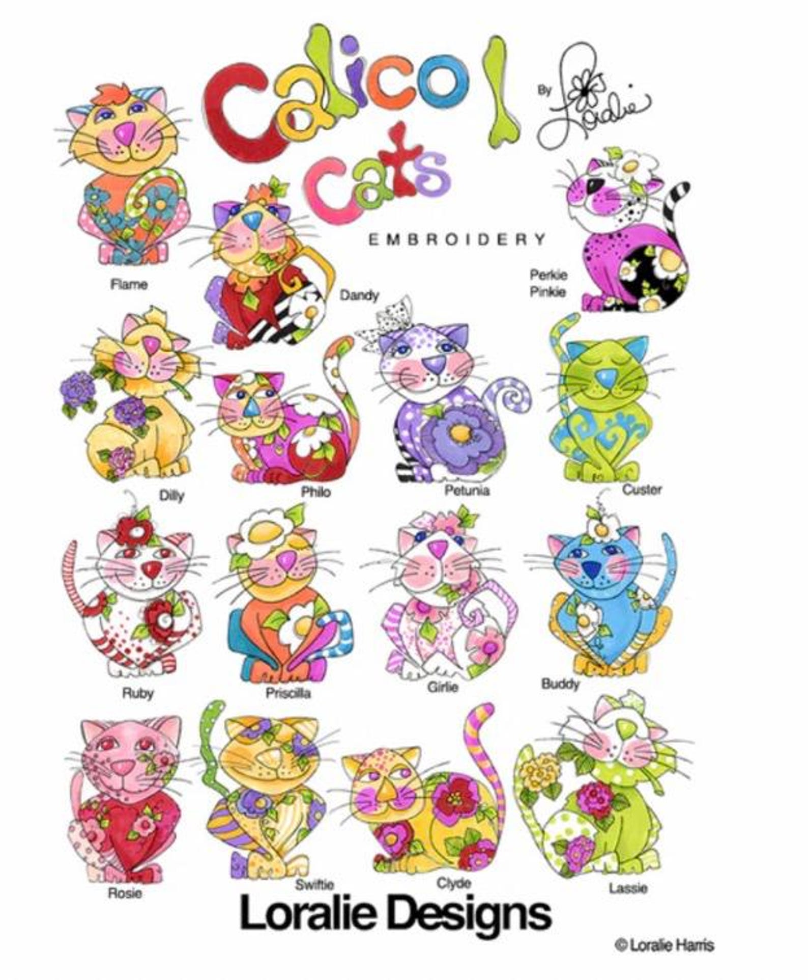 Calico Cats Embroidery Designs, Loralie Designs, USB Stick - Etsy