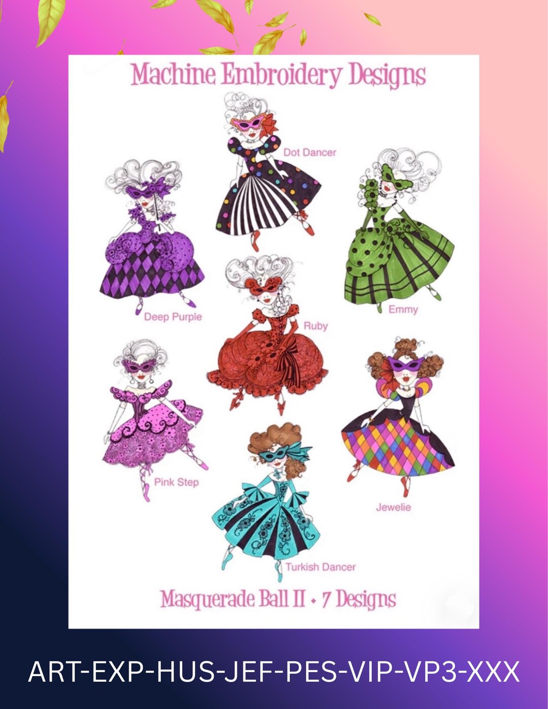 Vintage Masquerade Ladies Machine Embroidery Designs (7 Digital ...