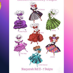 Vintage Masquerade Ladies Machine Embroidery Designs (7 Digital ...