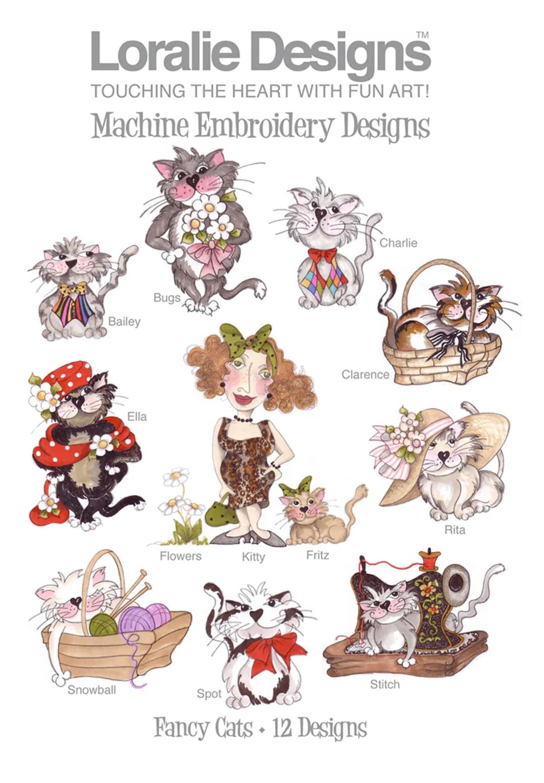 Loralie Designs Fancy Cats Machine Embroidery USB Stick Buy 2 Get 1 ...