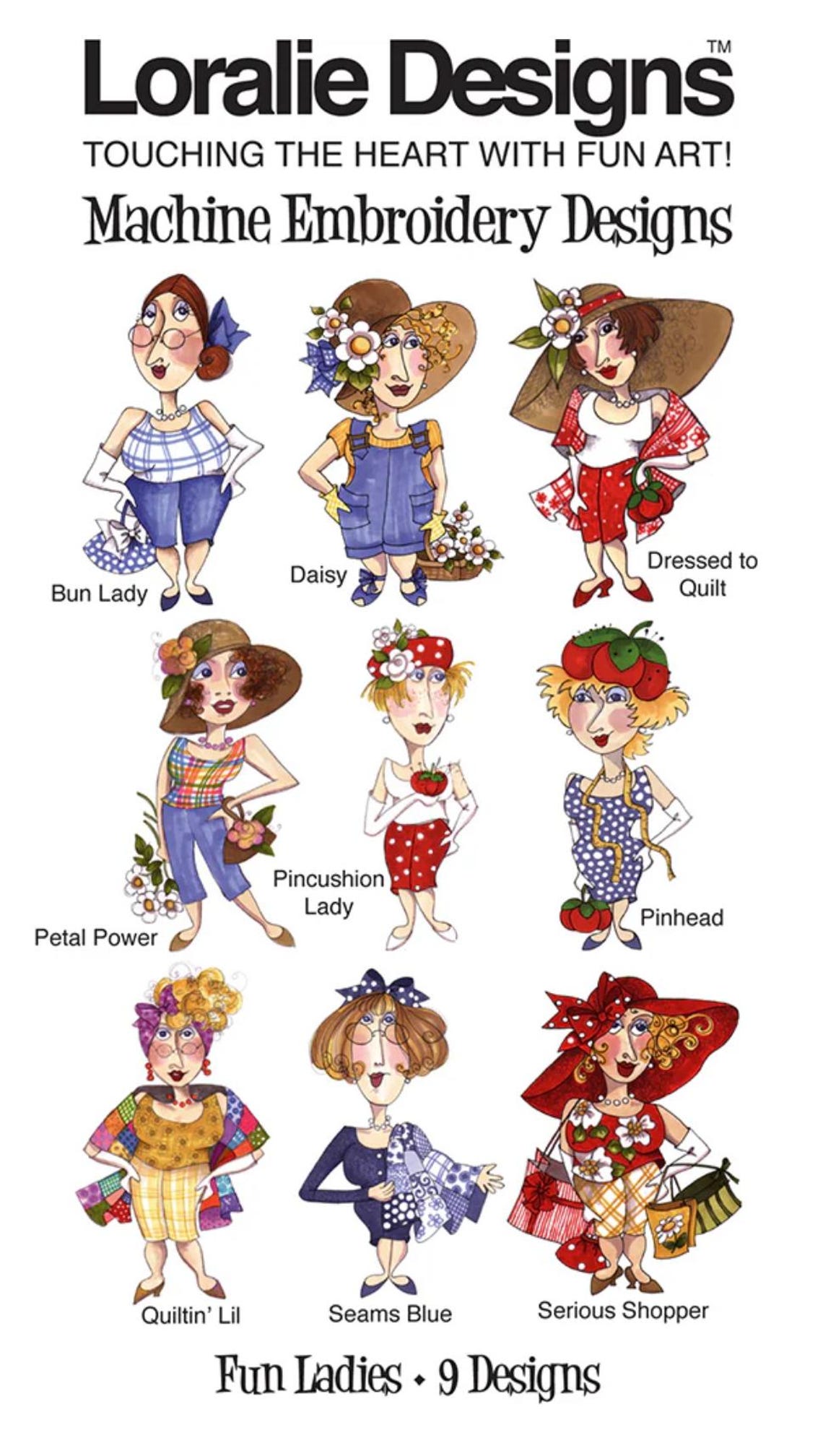 Loralie Designs Machine Embroidery USB: Fun Ladies Designs - Etsy