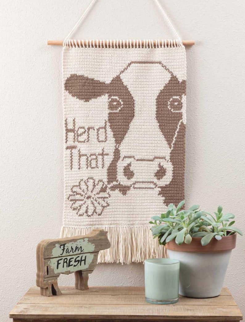 Crochet Cow Wall Hanging Pattern, Farmhouse Decor (PDF Pattern) - Etsy