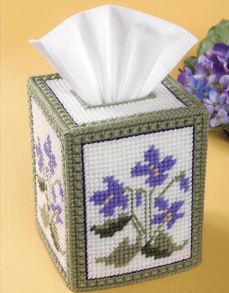 Floral Tissue Box Plastic Canvas PDF Pattern - Etsy
