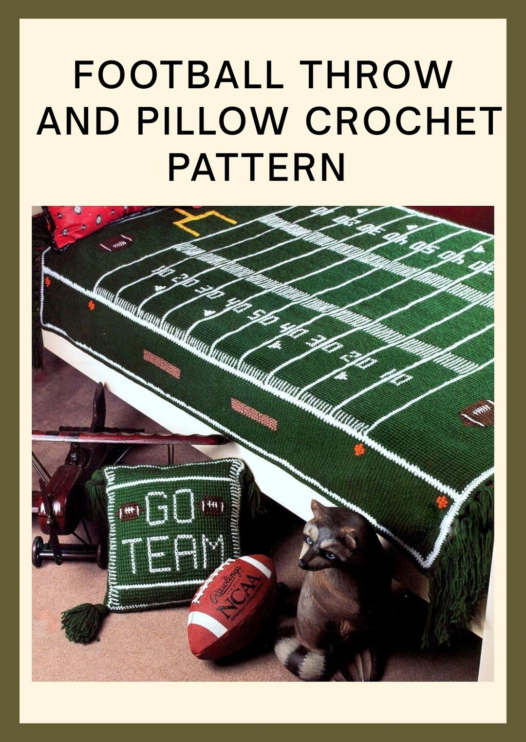 Vintage Football Afghan Crochet Pattern, Sports Throw (PDF Pattern) - Etsy
