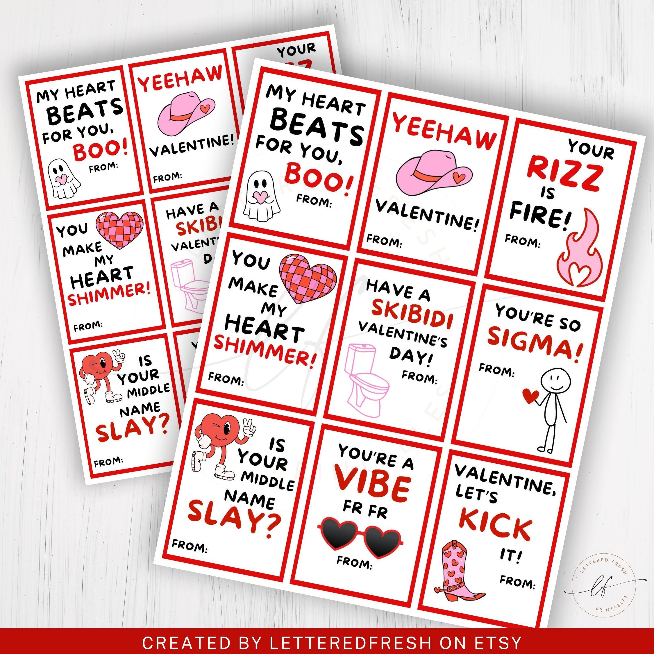 Funny Valentine Kids Printable Slang Valentines Cards for Class ...