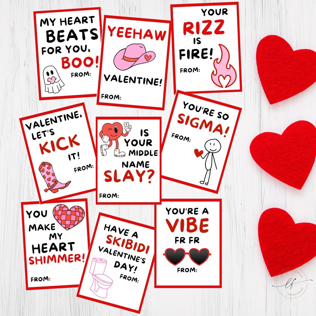 Funny Valentine Kids Printable Slang Valentines Cards for Class ...