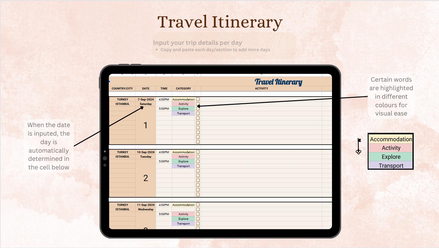 Travel Itinerary | Travel Planner | Trip Planner | Travel Organiser - Etsy
