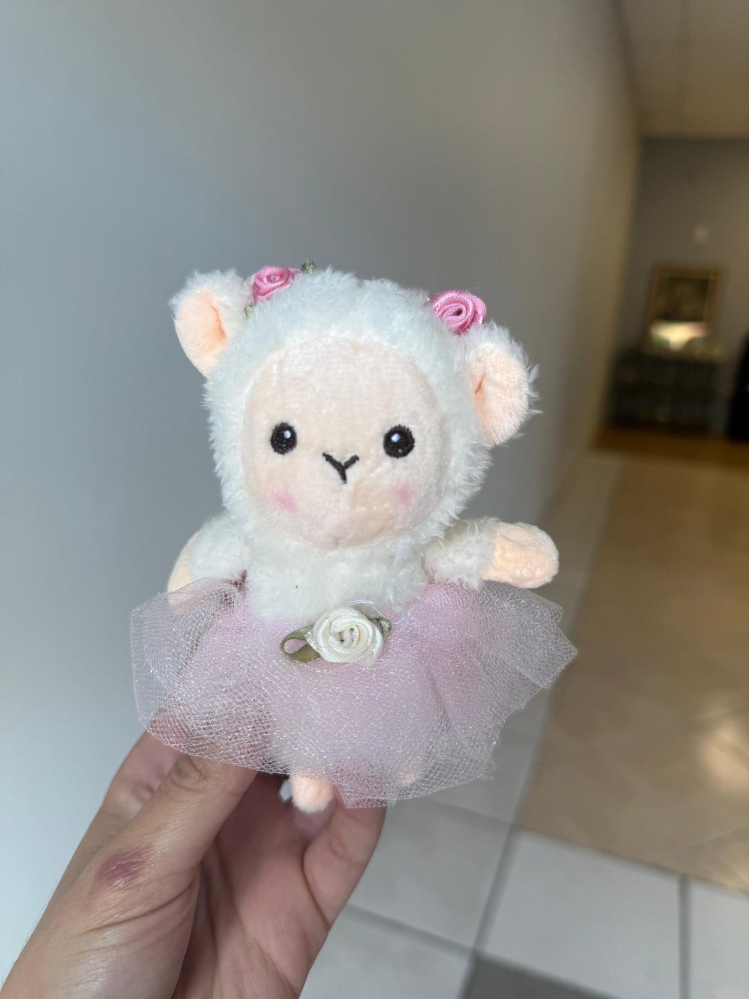 Ballerina Lamb Plush Keychain: Kawaii Sheep Bag Charm With Pink Tutu - Etsy