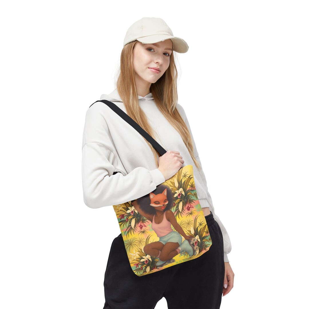 Tote Bag With Retro Fox Girl Design, Cute Eco-friendly Shopping Bag ...