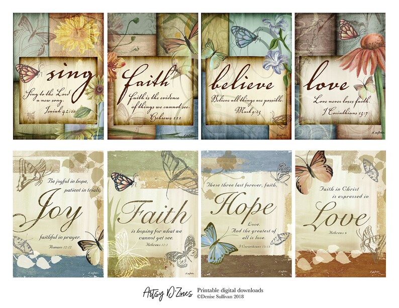 Bible Verses butterfly Printable Download 2.5 x 3.5 for Hang | Etsy