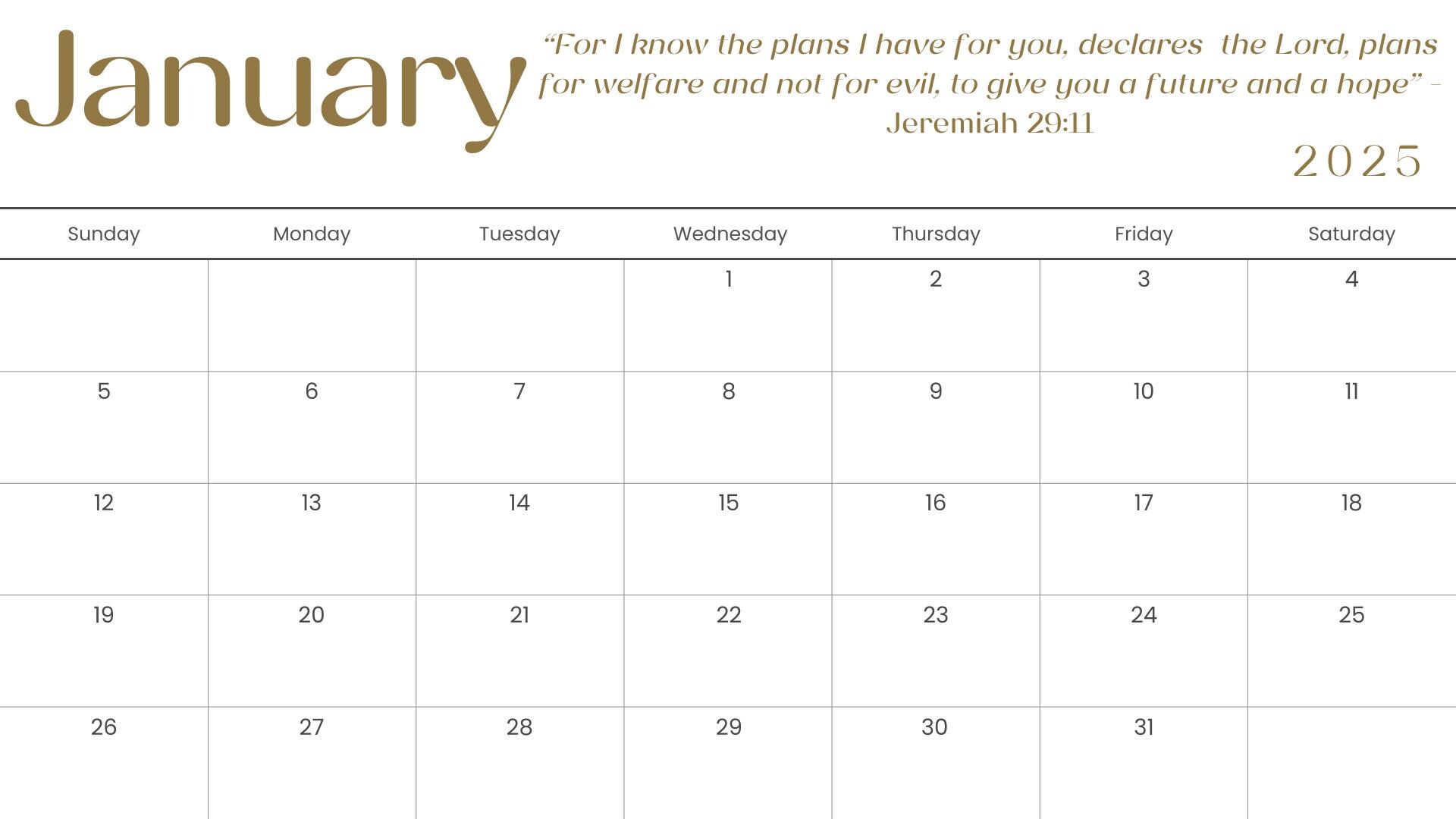 2025 Printable Calendar With Biblical Quotes and Inspirations Christian ...