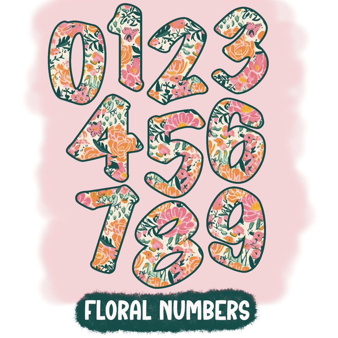 Floral Numbers, PNG, Clipart, Design Element, Digital Download - Etsy
