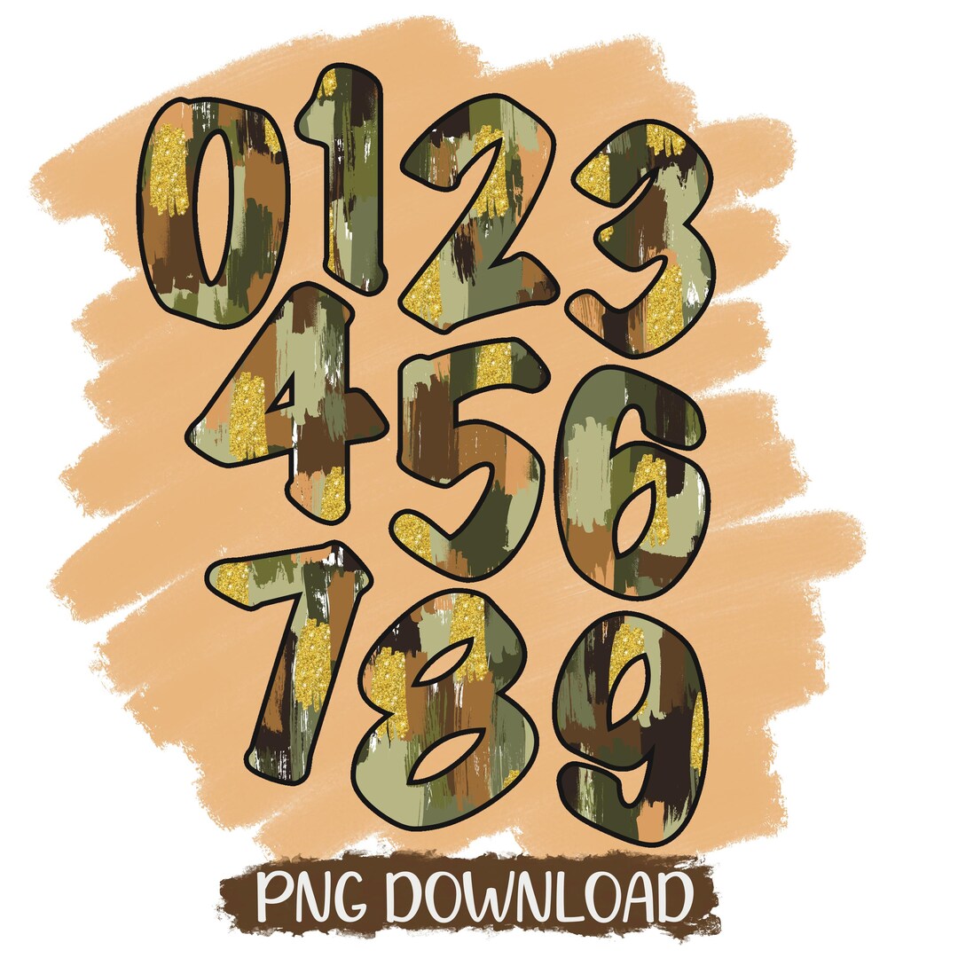 Camo Glitter Numbers, PNG Download, Clipart, Design Element, Digital ...