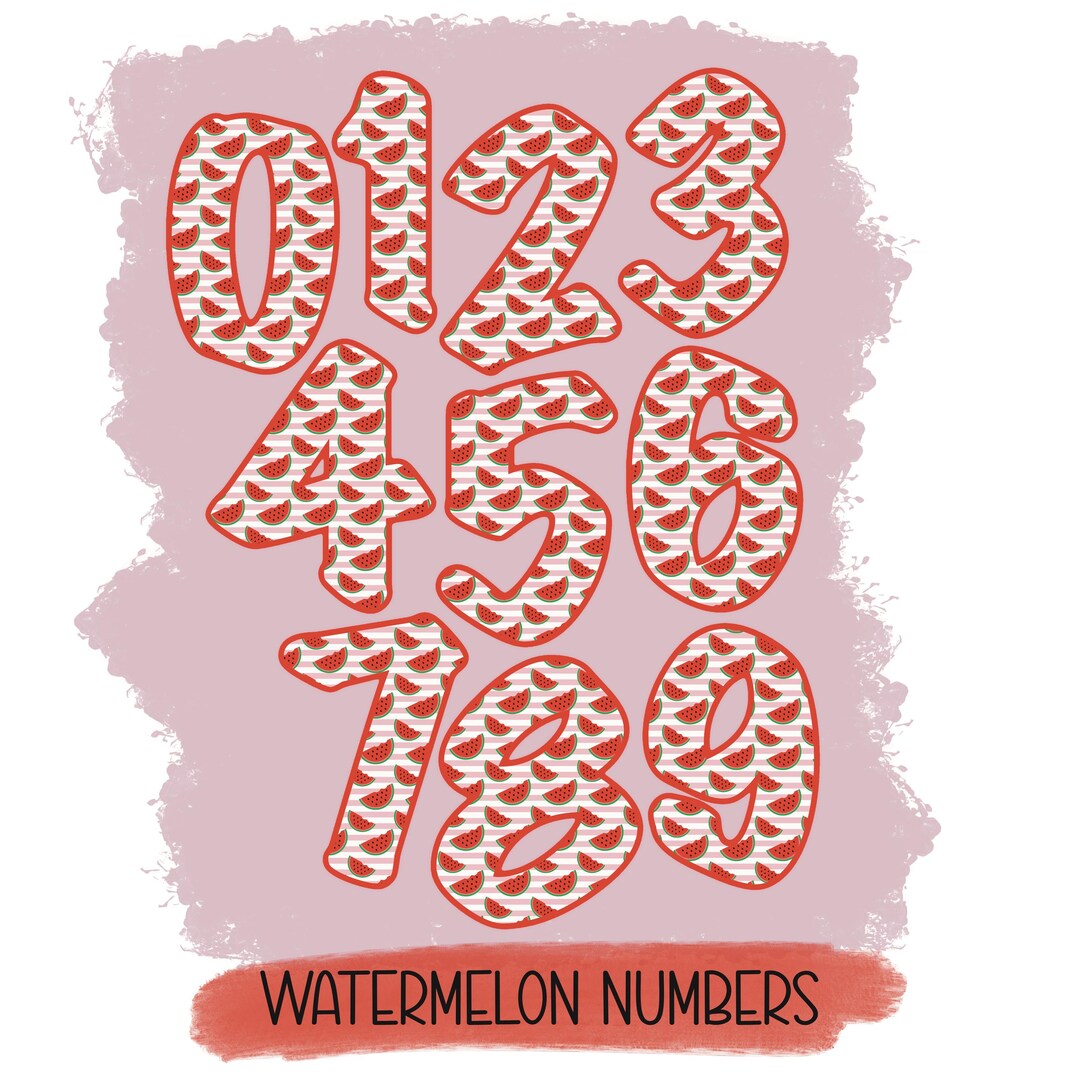 Watermelon Numbers, PNG Download, Clipart, Design Element, Digital ...