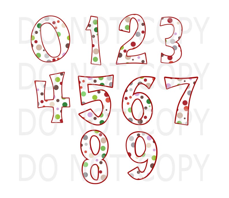 Polka Dot Numbers, PNG/SVG, Clipart, Design Element, Digital Download ...
