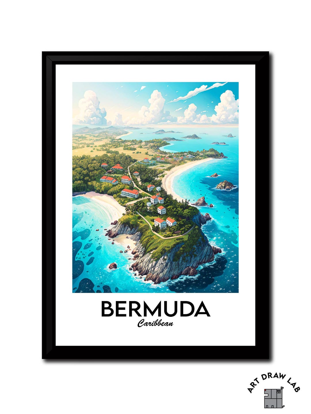Bermuda Poster, Bermuda Caribbean Wall Art, Digital Download PNG ...