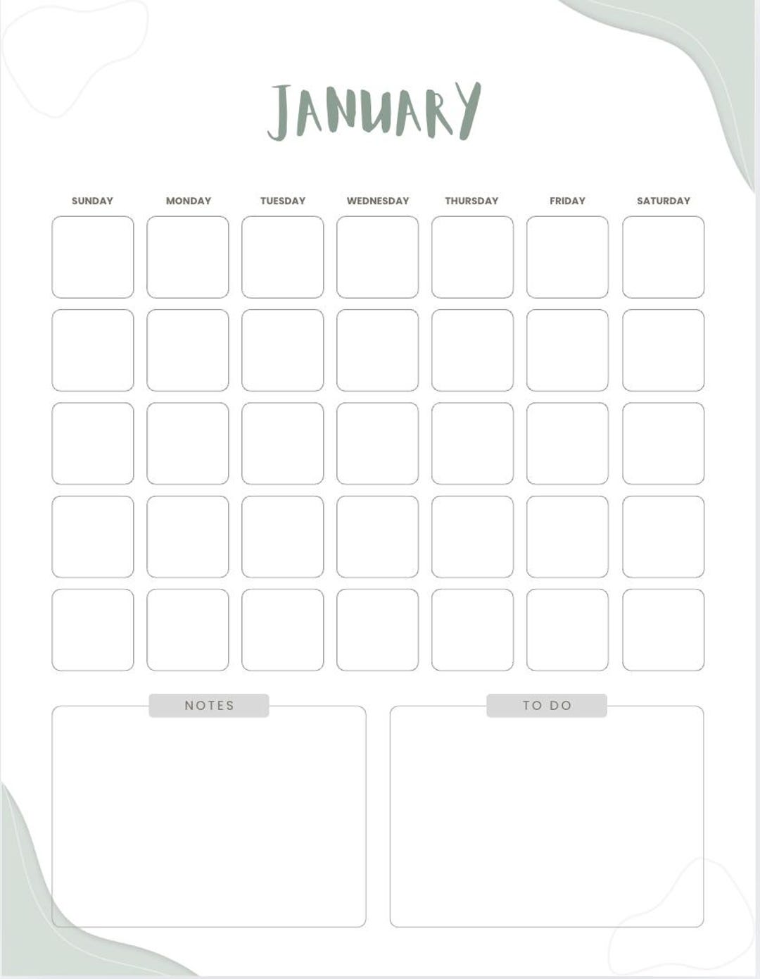 12 Month Calendar - Sage Green (customizable) - Etsy