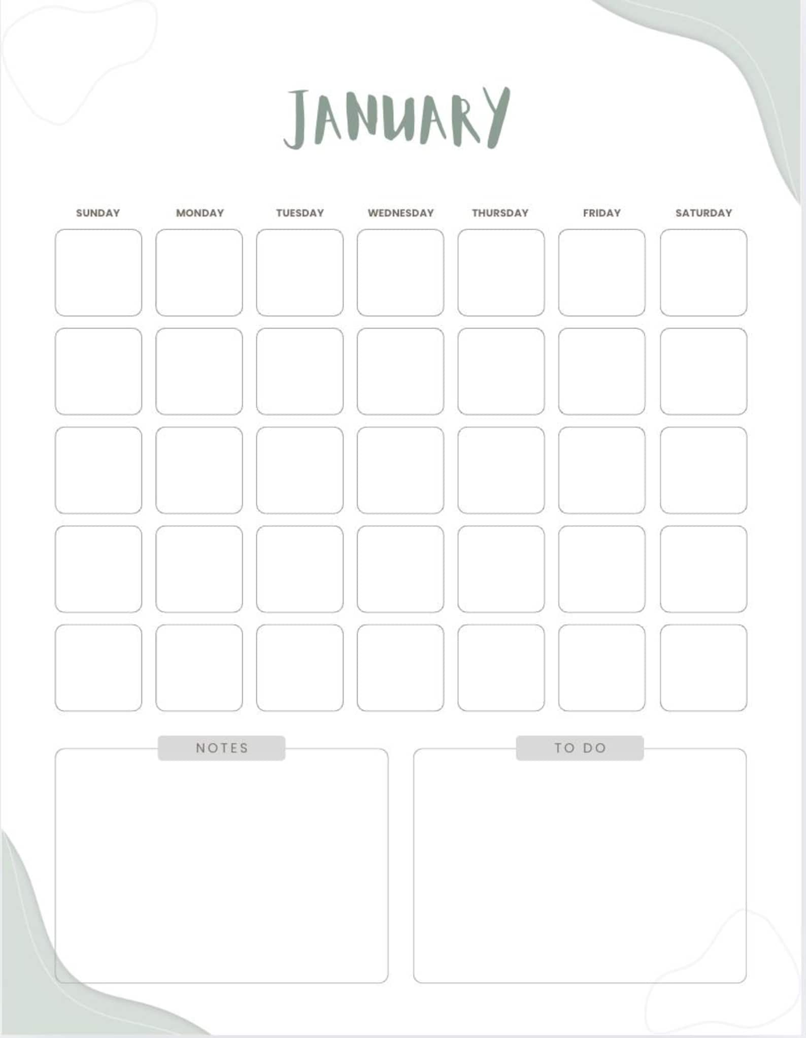 12 Month Calendar - Sage Green (customizable) - Etsy