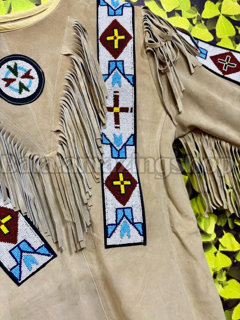 Native American Style Leather Fringe Shirt | Handmade Western Beaded ...