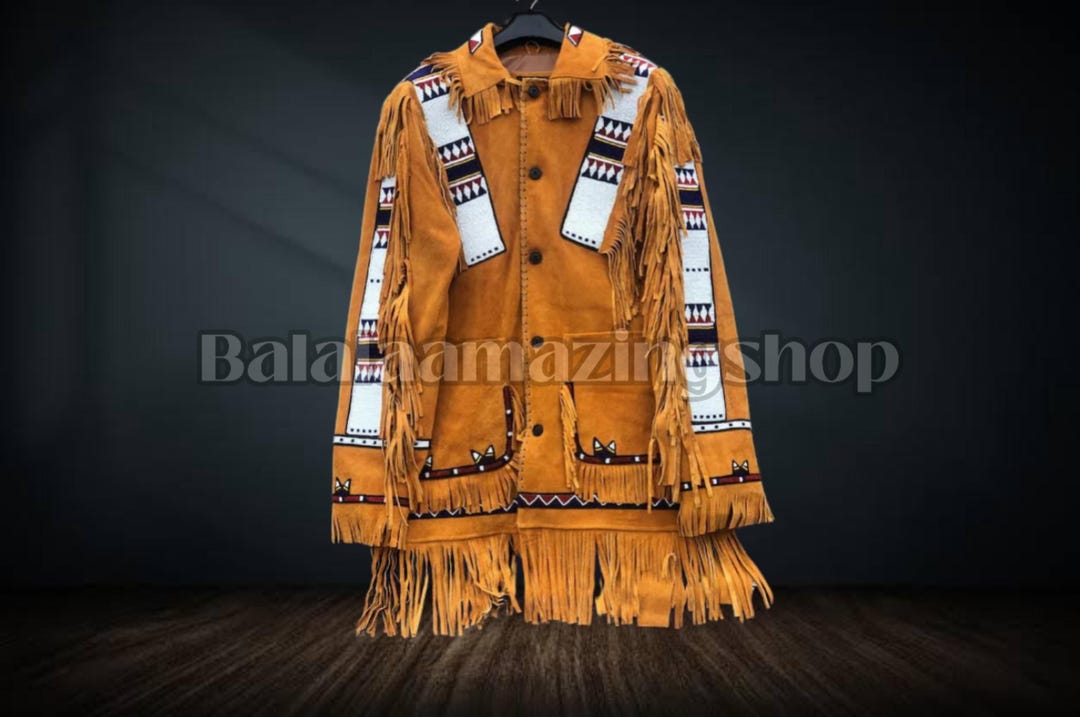Men’s Native American Style Suede Fringe Jacket – Western Leather ...