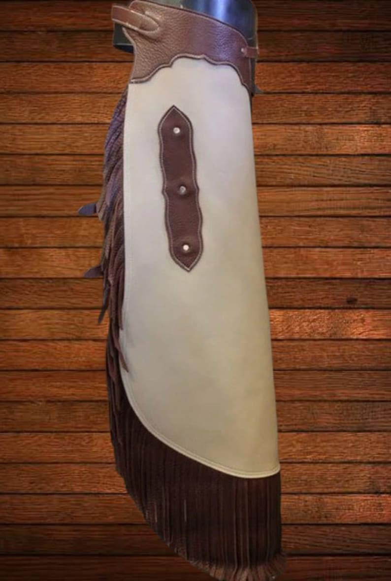 Handmade Leather Shotgun Chaps | Western Cowboy Rodeo Fringe Chinks ...