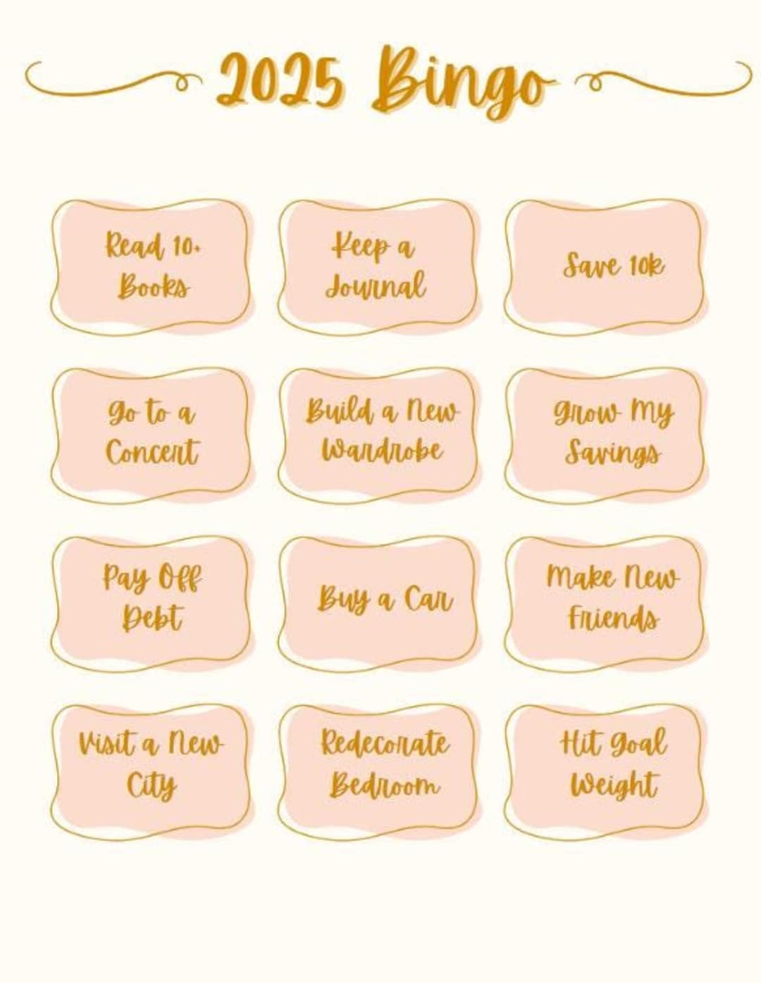 2025 Bingo Vision Board Template - Etsy