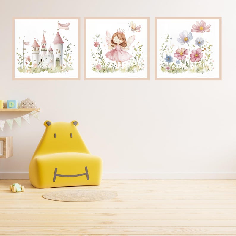 Fairy Theme Nursery Wall Art Girl Room Decor,set of 3 Whimsical Fairy ...