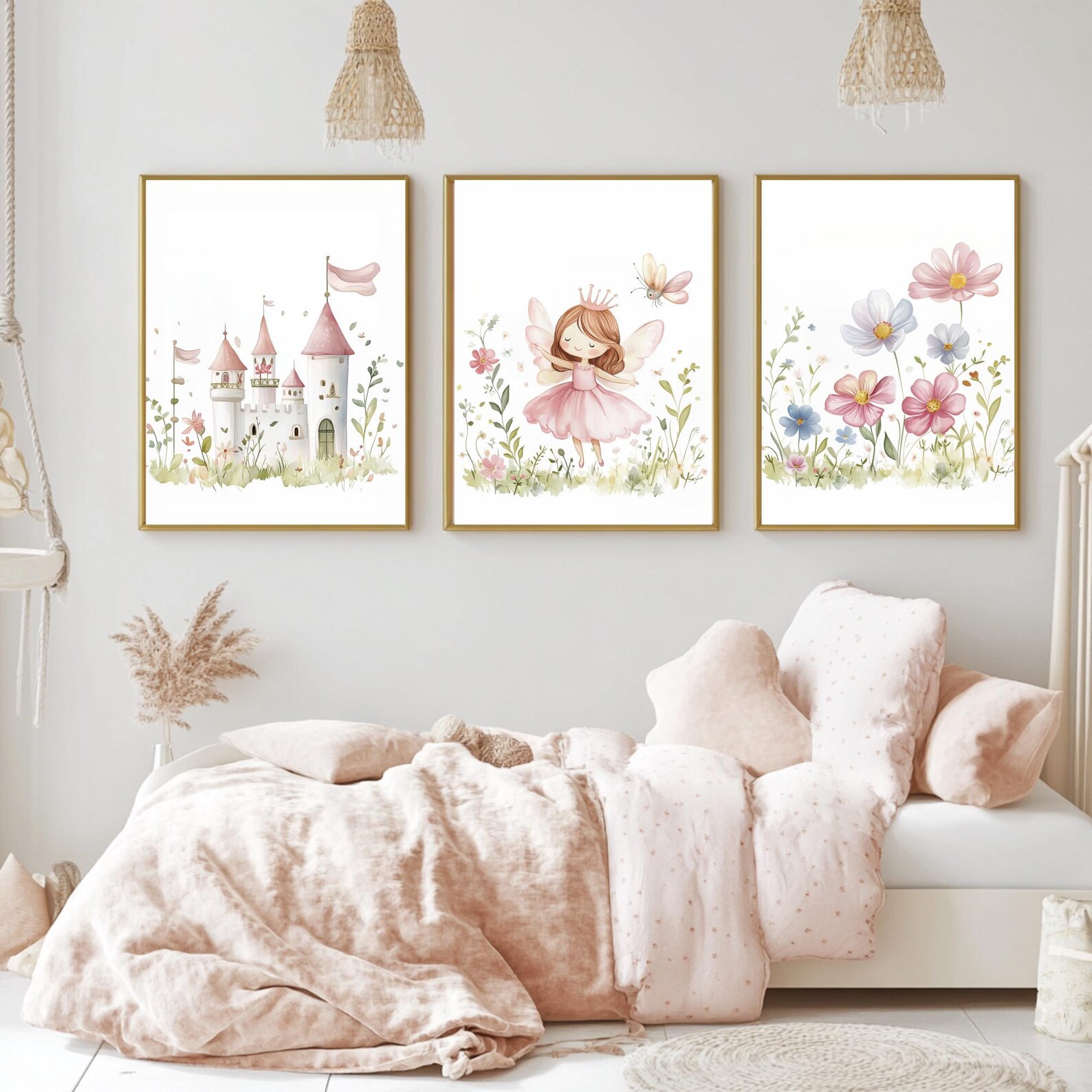 Fairy Theme Nursery Wall Art Girl Room Decor,set of 3 Whimsical Fairy ...