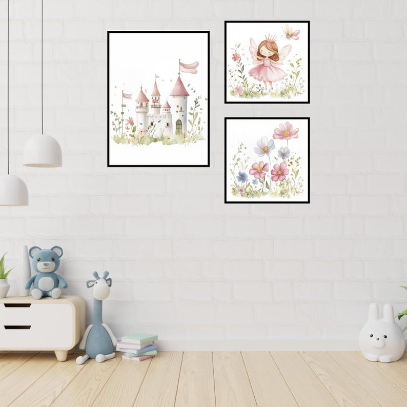 Fairy Theme Nursery Wall Art Girl Room Decor,set of 3 Whimsical Fairy ...