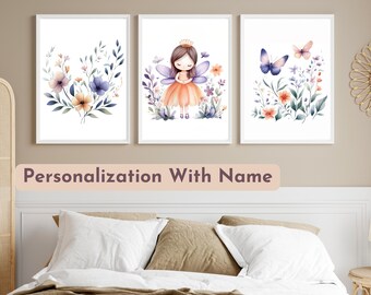 Fairy Theme Nursery Wall Art Girl Room Decor,set of 3 Whimsical Fairy ...