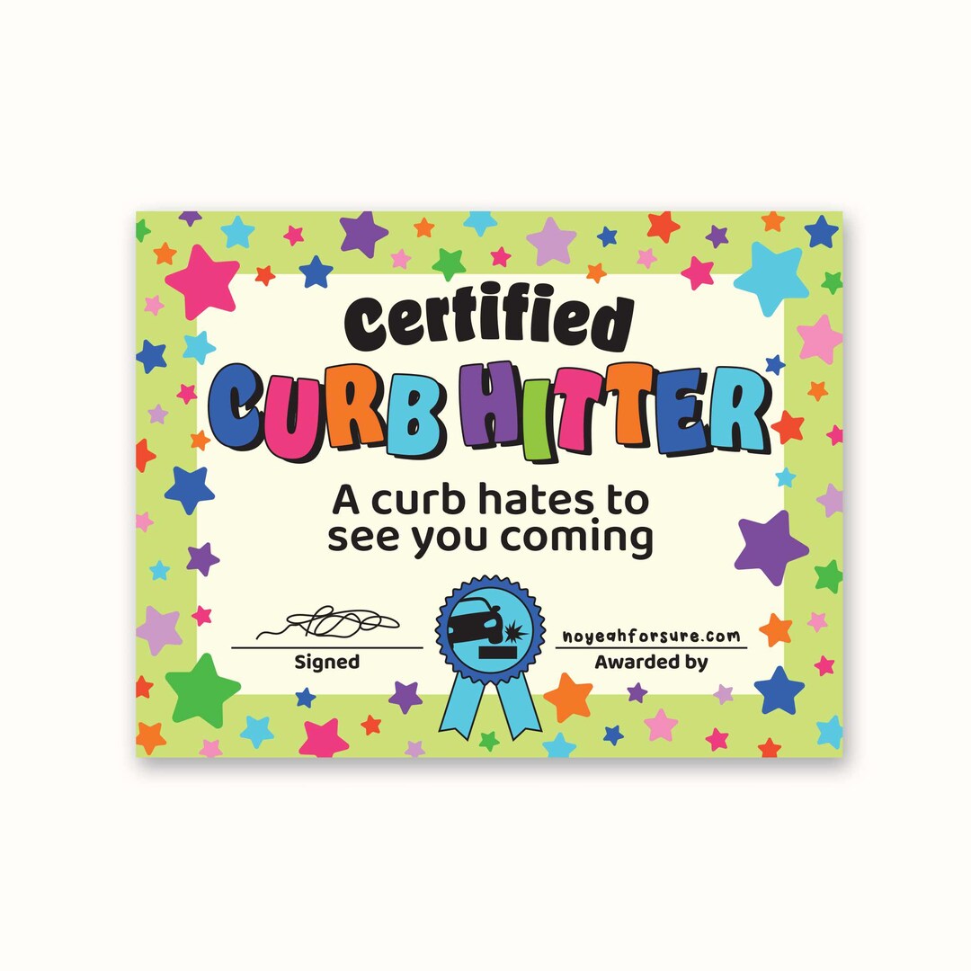 Certified Curb Hitter Sticker, Waterproof Vinyl Sticker - Etsy