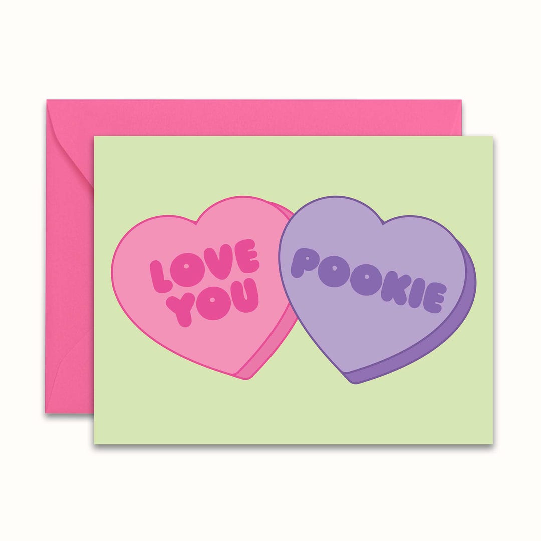 Love You Pookie Conversation Hearts Greeting Card, Funny Valentine's ...