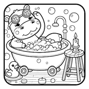 Cute Adult Coloring Pages: Hippo Style - Etsy